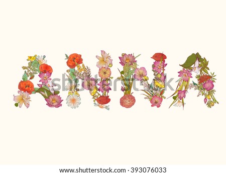 Vector Word ANNA Name Written Floral Stock-Vektorgrafik (Lizenzfrei ...
