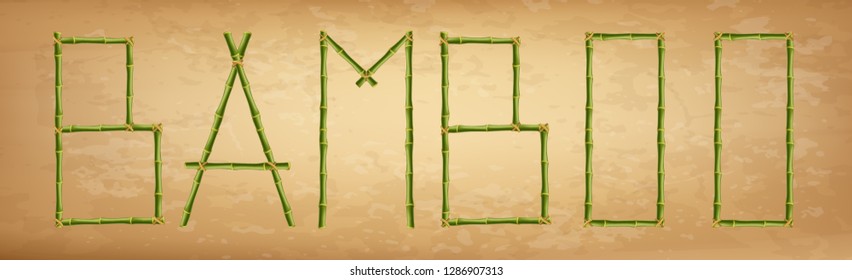 Vector Word Bamboo Capital Letters Made Stock Vector (Royalty Free ...