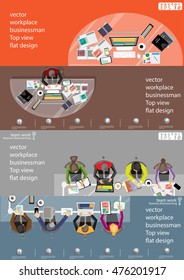 Vector Workplace Businessman Top View Flat Stock Vector (Royalty Free ...