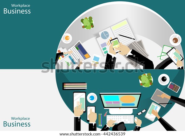 Vector Workplace Businessman Top View Modern Stock Vector (Royalty Free ...