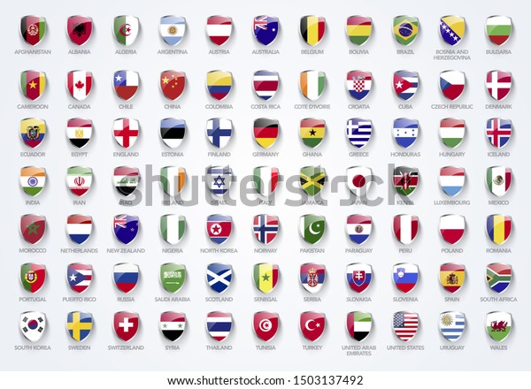 Vector World Flags Shield Collection Web: vector de stock (libre de ...