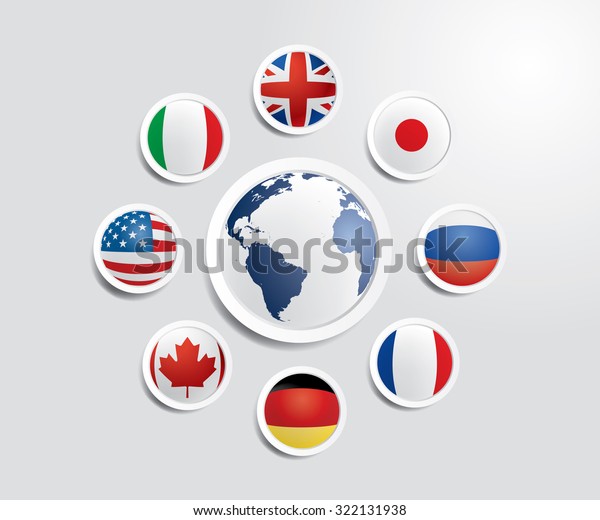 Vector World Globe Flags G8 Countries Stock Vector (Royalty Free ...