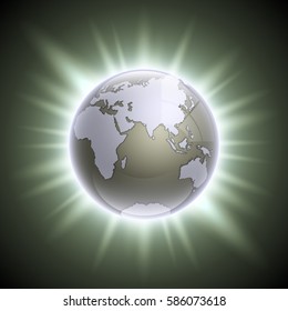 Vector World Map Rising Sun Globe Stock Vector (Royalty Free) 586073618 ...
