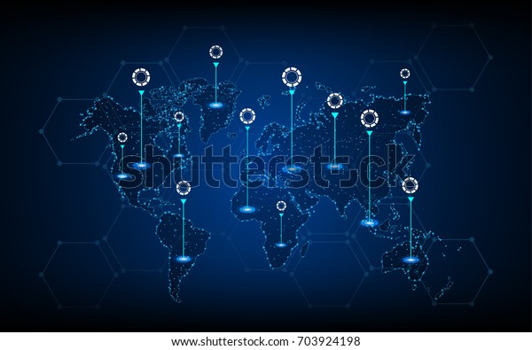 Vector World Map Technology Telecommunications Concept Stock Vector ...
