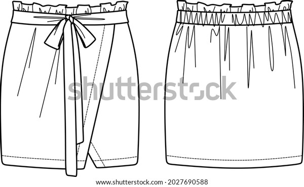 Vector Wrapped Skirt Belt Technical Drawing Stock Vector (Royalty Free ...