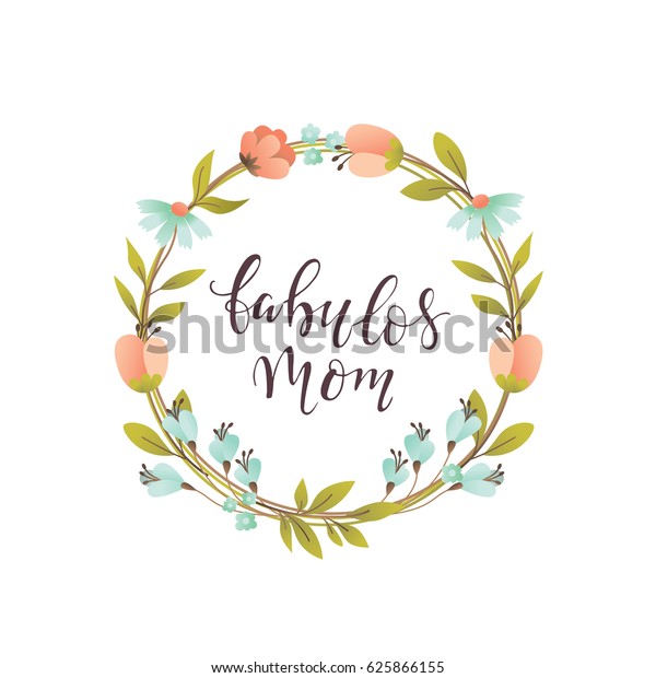Vector Wreath Hand Lettering Flowers Isolated Stock Vector (Royalty ...