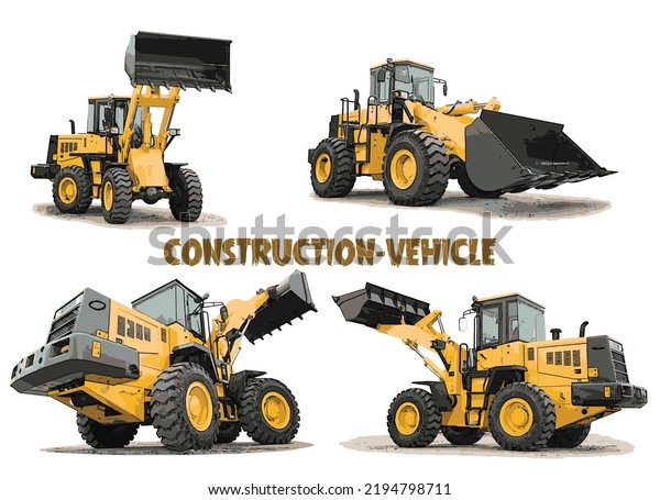 Vector Yellow Color Construction Vehicle Stock Vector (Royalty Free ...