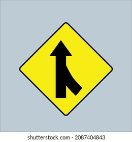 Vector Yellow Road Sign Merge Stock Vector (Royalty Free) 2087404843