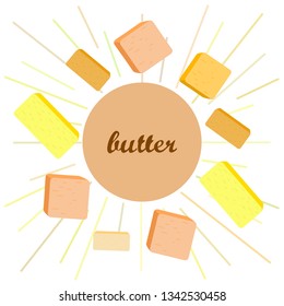 Vector Yellow Stick Butter Slices Margarine Stock Vector (Royalty Free ...