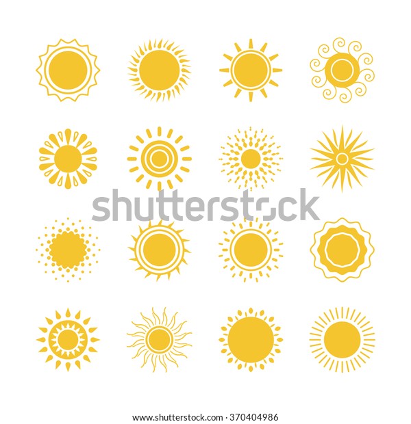 Vector Yellow Sun Symbols Sun Sunshine Stock Vector (Royalty Free ...