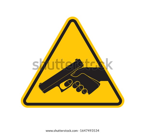 Vector Yellow Triangle Sign Black Silhouette Stock Vector (Royalty Free ...