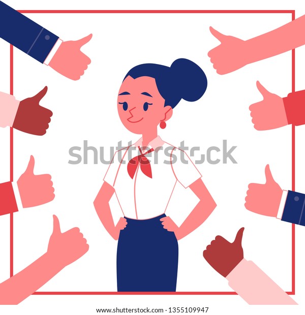 Vector Young Female Employee Standing Smiling Stock Vector (Royalty ...