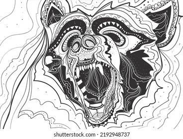 Vector Zentangle Bear Head Adult Anti Stock Vector (Royalty Free ...