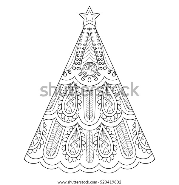 Vector Zentangle Christmas Tree Ornamental Hand Stock Vector (Royalty ...