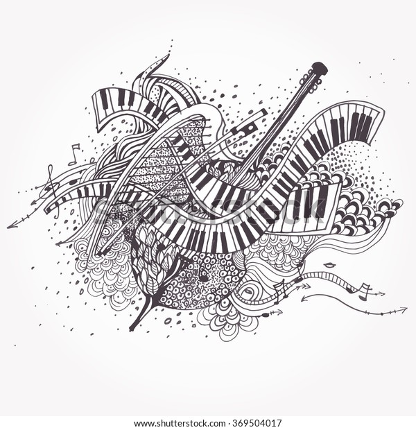 Vector Zentangle Stylized Abstract Music Background Stock Vector ...