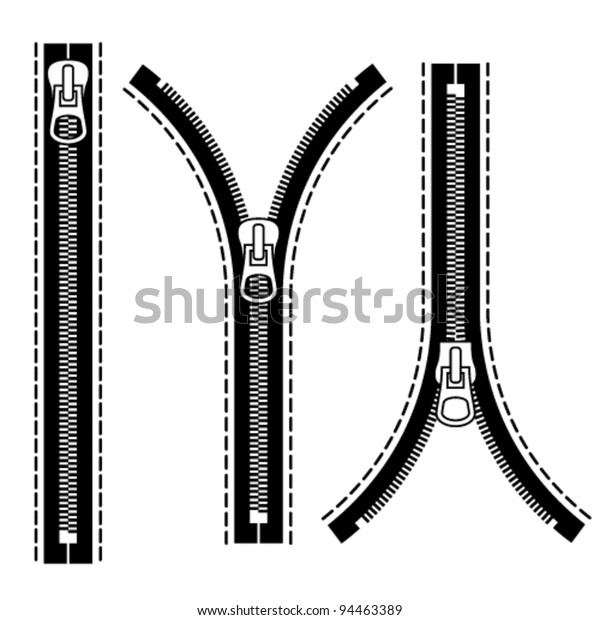 Vector Zipper Black Symbols Stock Vector (Royalty Free) 94463389 ...
