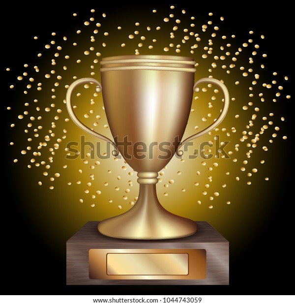 Vectorgold Cup Gold Confetti Awards Presentation Stock Vector (Royalty ...