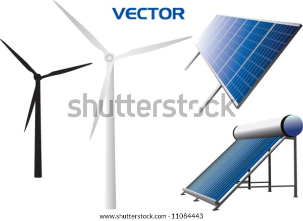 Vectorial Icons Solar Water Heating System Stock Vector (Royalty Free ...