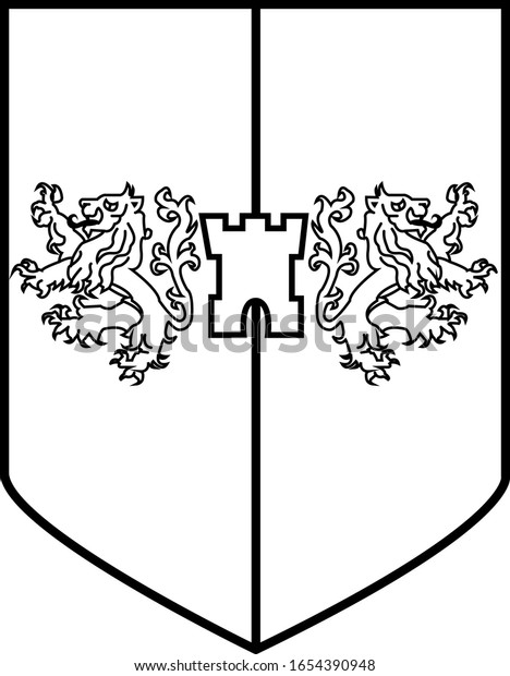 Vectorial Line Drawing Heraldic Crest Shield Stock Vector (Royalty Free ...