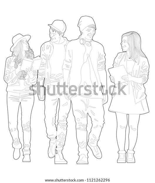 Vectorillustration Outlines People Vector Sketch People Stok Vektör ...