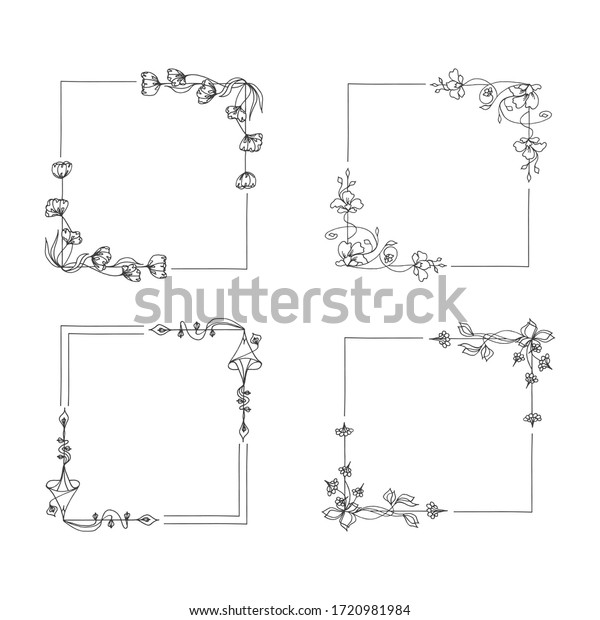 Vectorset Black Hand Drawn Corner Borders Stock Vector (Royalty Free) 1720981984 | Shutterstock