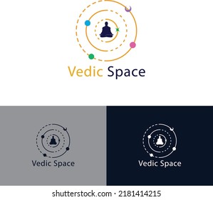 Vedic Space Logo Template White Blue Stock Vector (Royalty Free ...