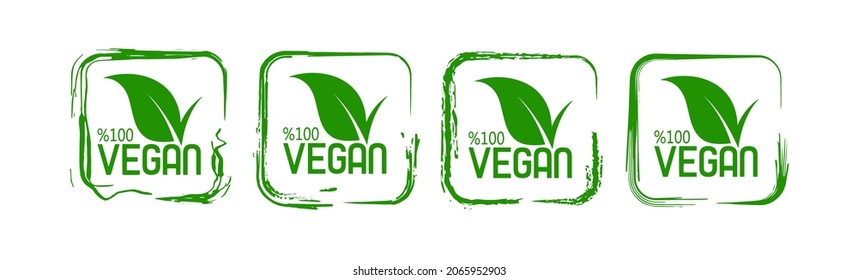 Vegan Icon Set On White Background Stock Vector (Royalty Free ...