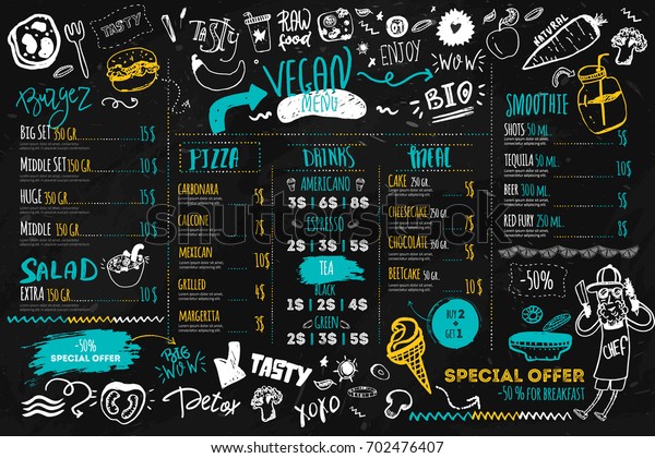Vegan Menu Hipster Chef Doodle Organic Stock Vector (Royalty Free ...