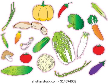Vegetable Continuous Line Drawing Collection Isolated Stock Vector ...