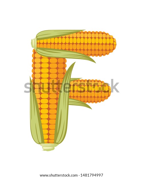 Vegetable Letter F Corn Style Cartoon Stock Vector (Royalty Free ...