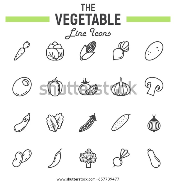 Vegetable Line Icon Set Food Symbols Stock Vector (Royalty Free) 657739477