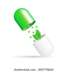 Vegetable Open Green Capsule Granules Leaf Stock Vector (Royalty Free ...