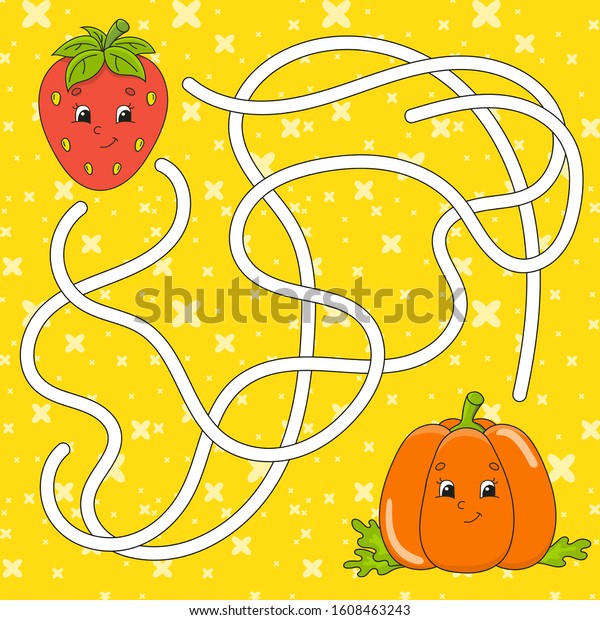 Vegetable Pumpkin Strawberry Maze Game Kids Stock Vector (Royalty Free ...