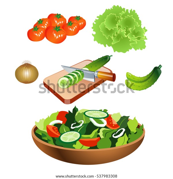 Vegetable Salad Flat Design Color Vector Stock Vector (Royalty Free ...