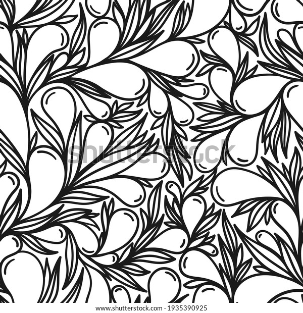 Vegetable Seamless Pattern Black Paisley On Stock Vector (Royalty Free ...