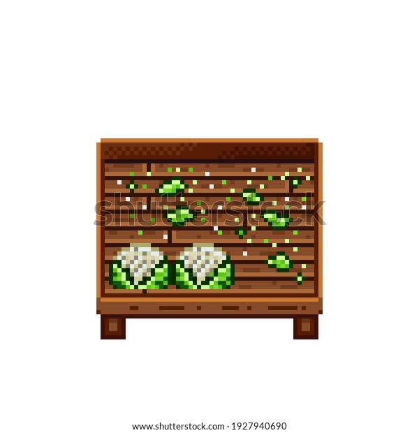 Vegetable Shop Pixel Art Cauliflower Wooden Stock Vector (Royalty Free ...