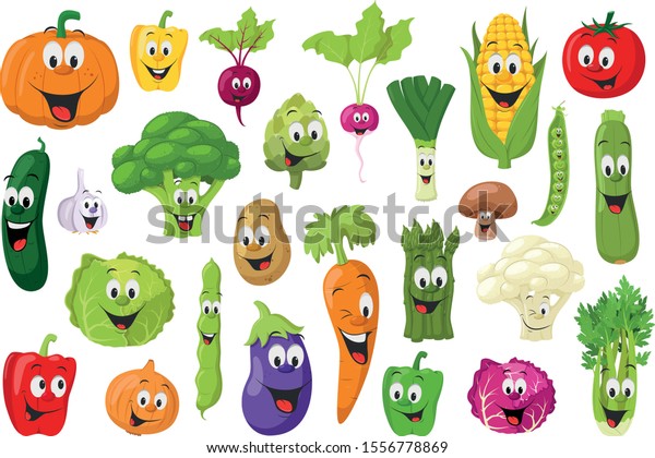 Vegetables Characters Collection Set 26 Different Stock Vector (Royalty ...