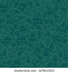 Vegetables Fresh Green Food Pattern Linear Stock Vector (Royalty Free ...