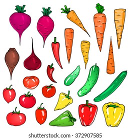 Vegetables Line Art Hand Drawn Vector Stock Vector (Royalty Free ...