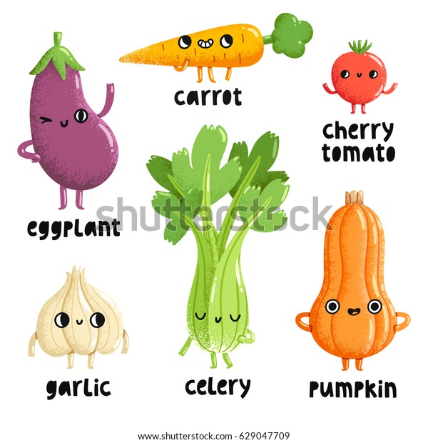 Veggie Characters Set 1 Isolated Cartoon Stock Vector (Royalty Free ...