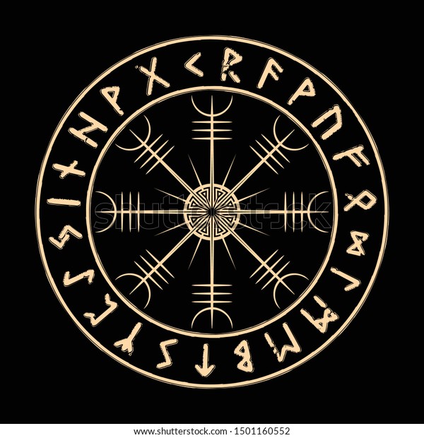 Vegvisir Magic Navigation Compass Ancient Icelandic: vector de stock ...