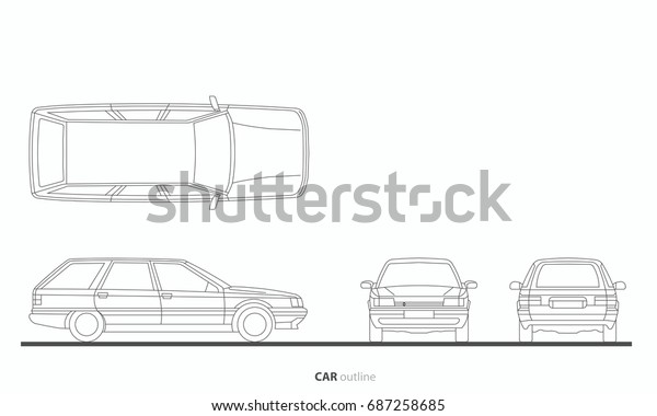 Vehicle Car Drawing Outline Vector Plan Stock Vector (Royalty Free ...