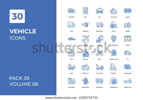 Vehicle Icons Collection Set Contains Such Stock Vector (Royalty Free ...