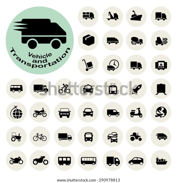 Vehicle Transportation Icons Set Vector Eps10 Stock Vector (Royalty ...