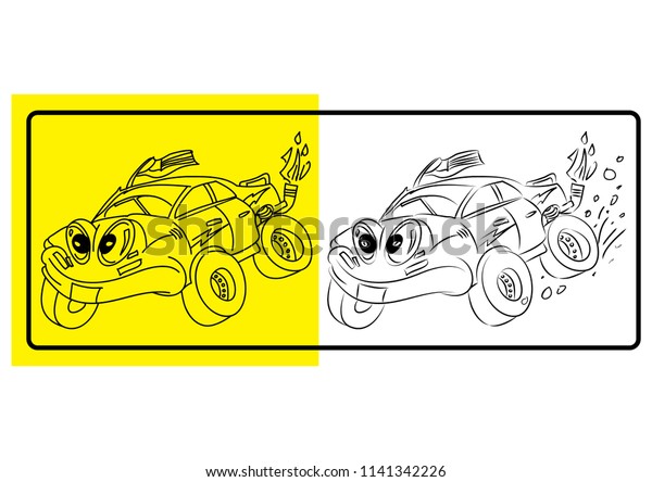 Vehicle Yellow Line Drawing Stock Vector (Royalty Free) 1141342226 ...