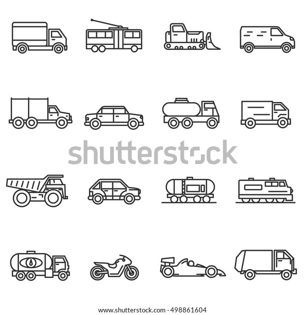 Vehicles Line Icons Set Collection Ground Stock Vector (Royalty Free ...