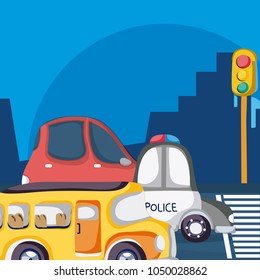 Vehicles Waiting Traffic Light Stock Vector (Royalty Free) 1050028862 ...