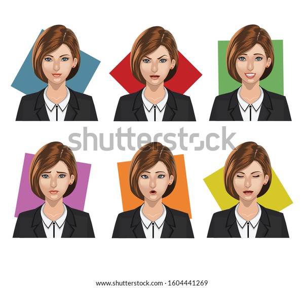Vektor Office Lady Expression Stock Vector (Royalty Free) 1604441269 ...