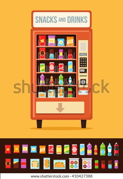 Vending Machine Food Vector Flat Cartoon Stock Vector (Royalty Free ...