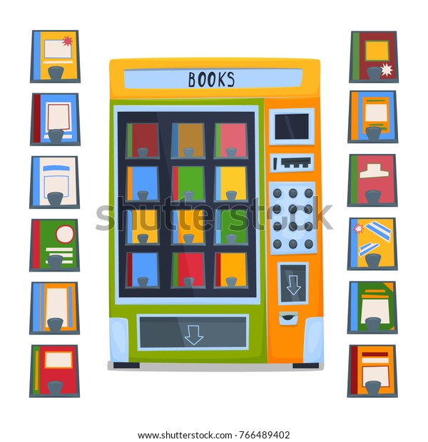 Vending Machine Selling Books Set Books Stock Vector (Royalty Free ...